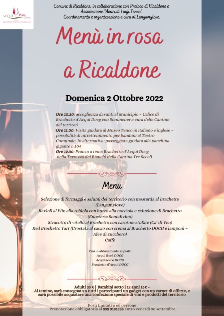 Menù in rosa a Ricaldone per gli Acqui Wine days - Casa Voglino Vigneti ...